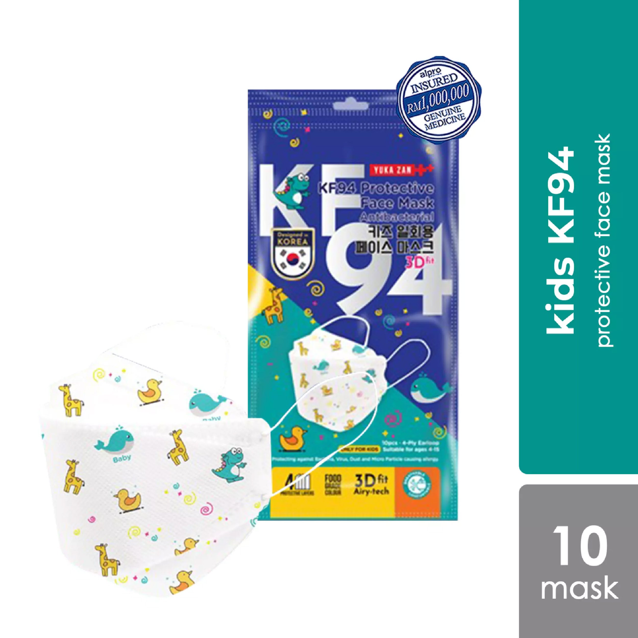 Yuka Zan Kf94 Medical Face Mask 10s | For Kids - Alpro Pharmacy