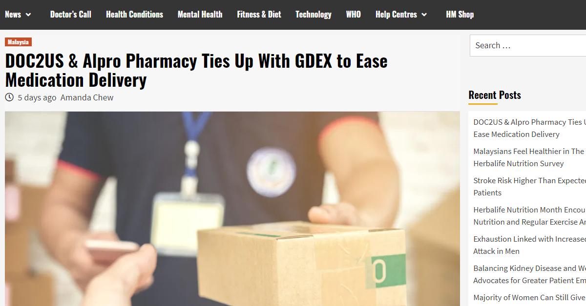 DOC2US and Alpro Pharmacy Ties Up with GDEX To Ease Medication