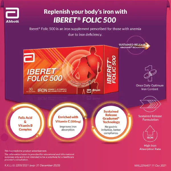 Abbott Iberet Folic-500 5x6s | Heart Health - Alpro Pharmacy