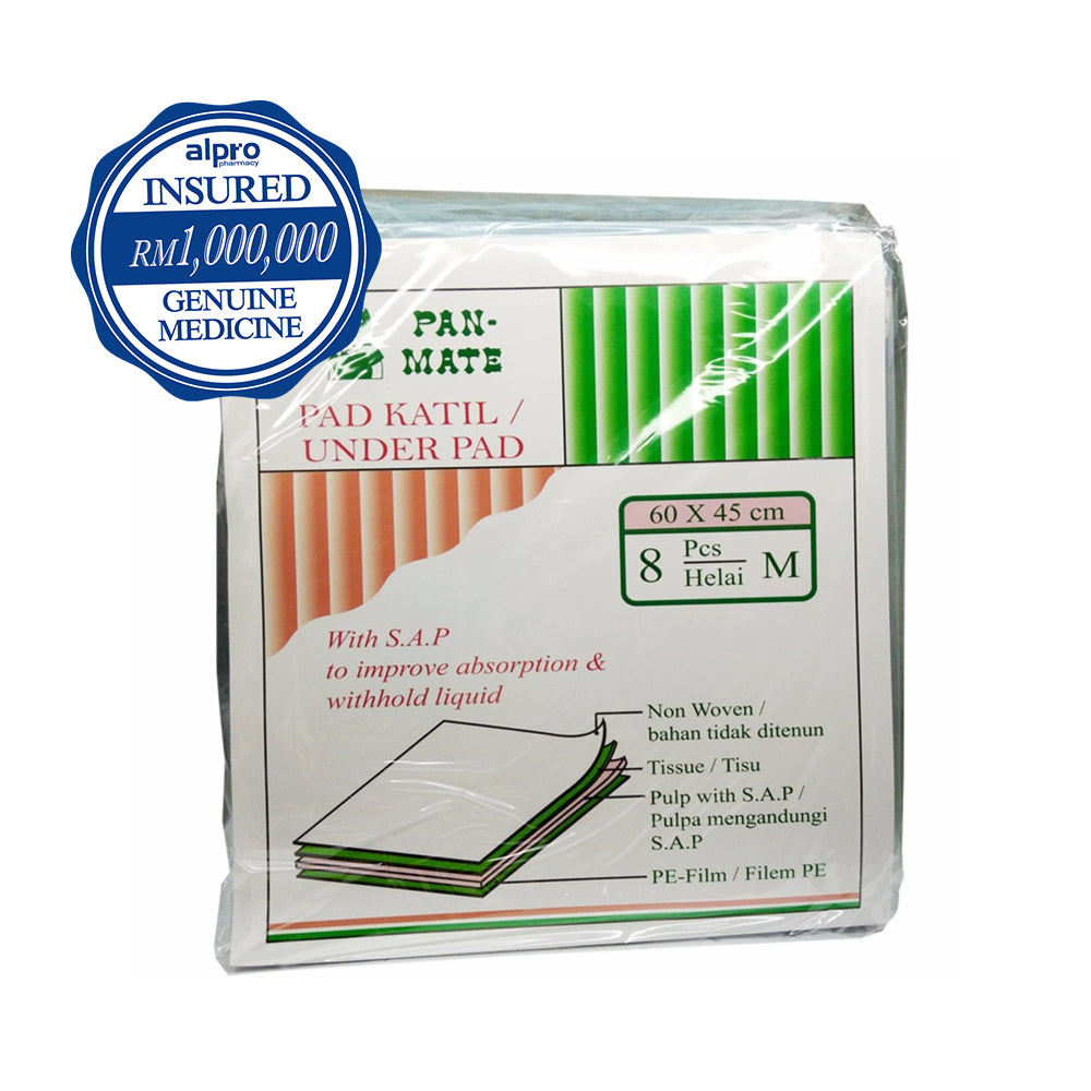 Pan-mate Underpad 60x45cm (m) 8s - Alpro Pharmacy