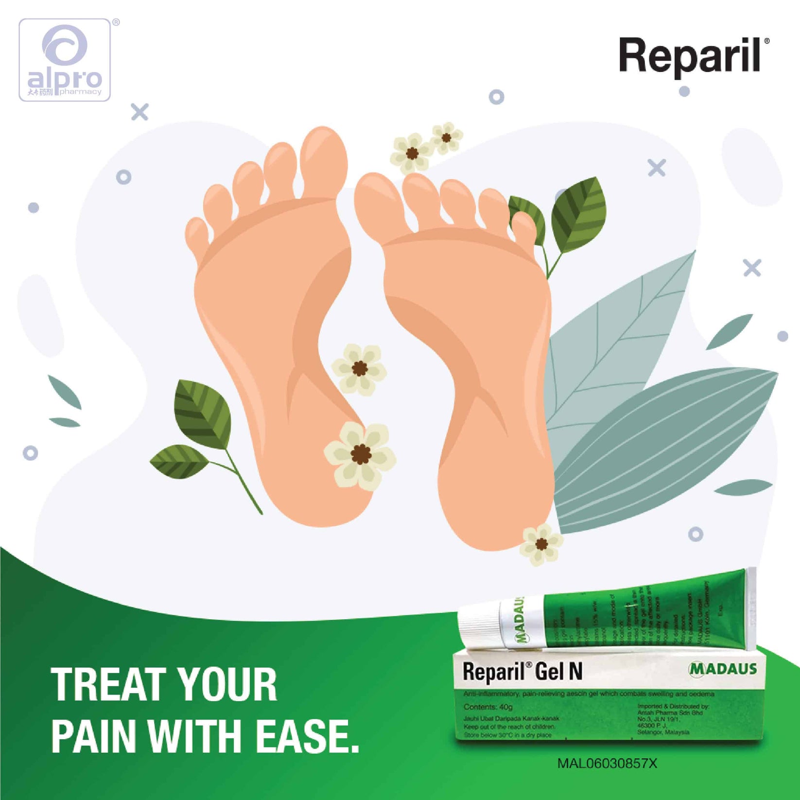 Reparil Gel N 40g | Anti Inflammatory And Pain Relieving - Alpro