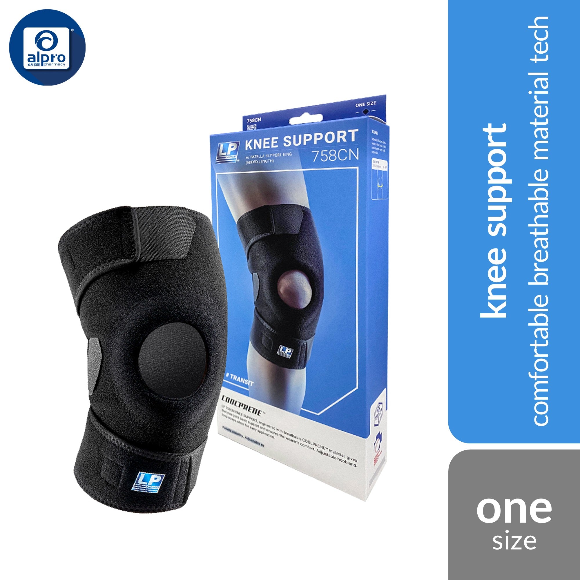 LP Support LP758 Open Patella Knee Support (Free Size) | Comfortable