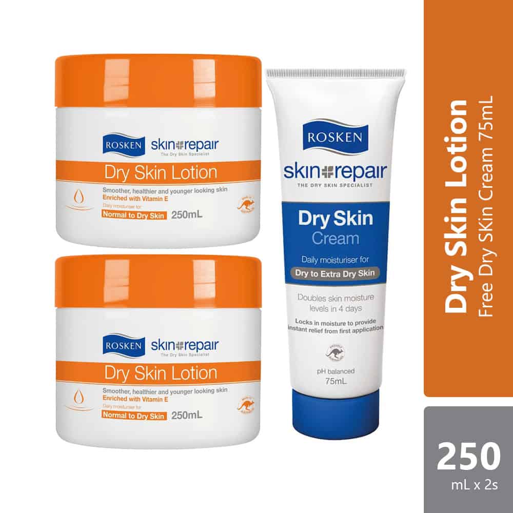 Rosken Dry Skin Lotion Vitamin E 250 ml 2s FREE Dry Skin Cream 75 ml