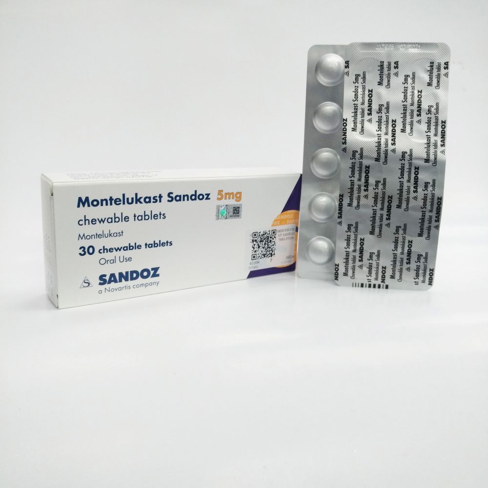 SANDOZ MONTELUKAST CHEWABLE TABLETS 5MG 3X10S - Alpro Pharmacy