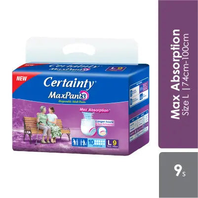 Certainty Maxpants Adult Diaper (Pants) | Regular Pack (L Size) X 9s