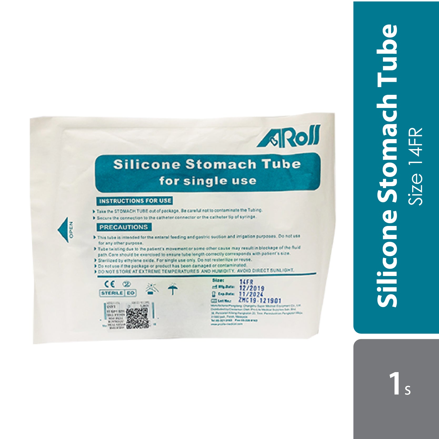 Silicone Ryles Tube (stomach Tube For Single Use) Size 14fr 1s - Alpro