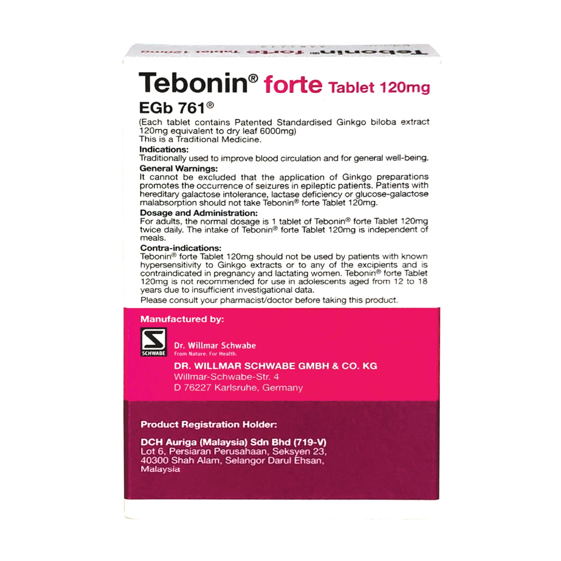 Tebonin Forte with Ginkgo Biloba 120mg 2x15s | Blood Circulation