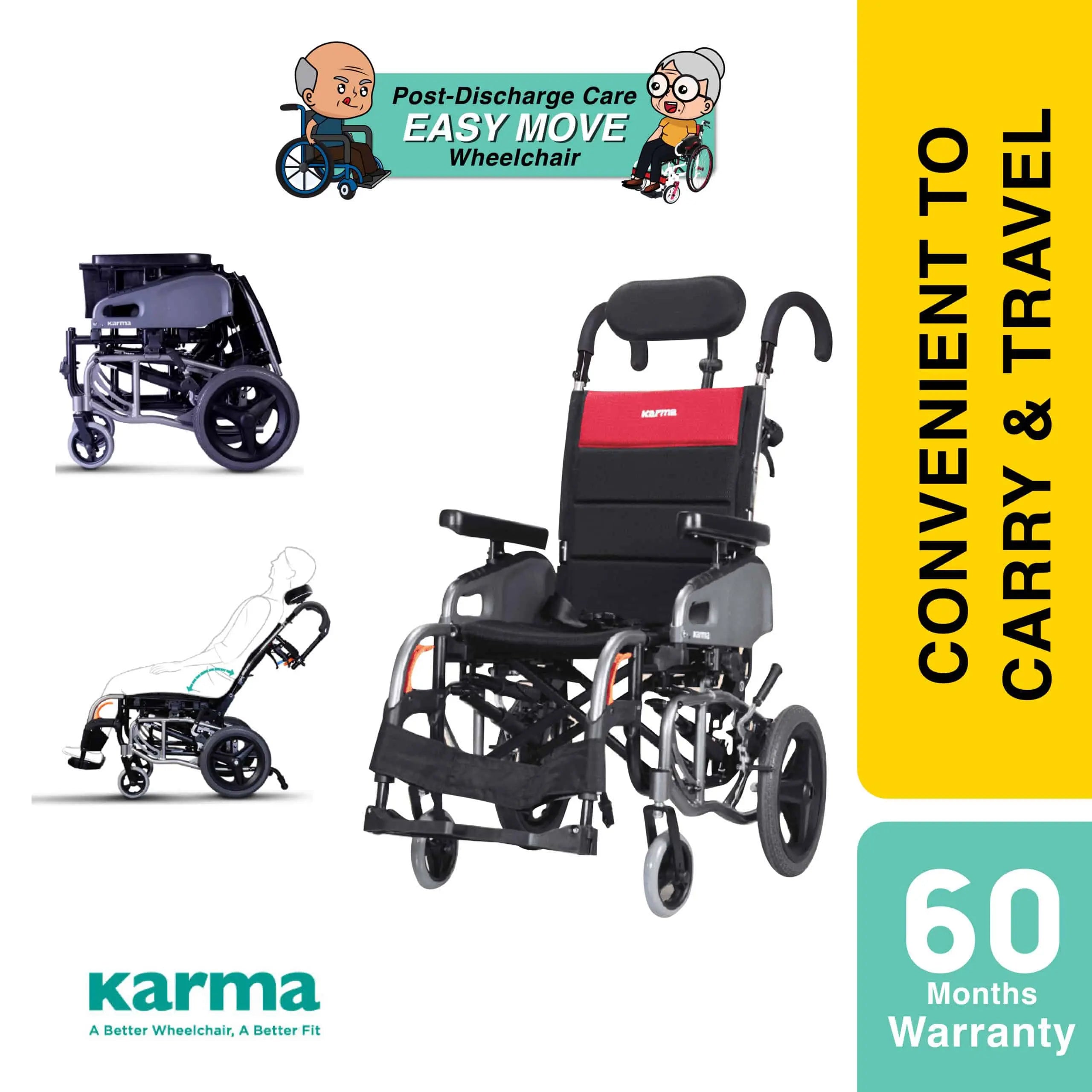 Karma VIP2 Positioning Wheelchair | 2 in 1 Wheelchair - Alpro Pharmacy
