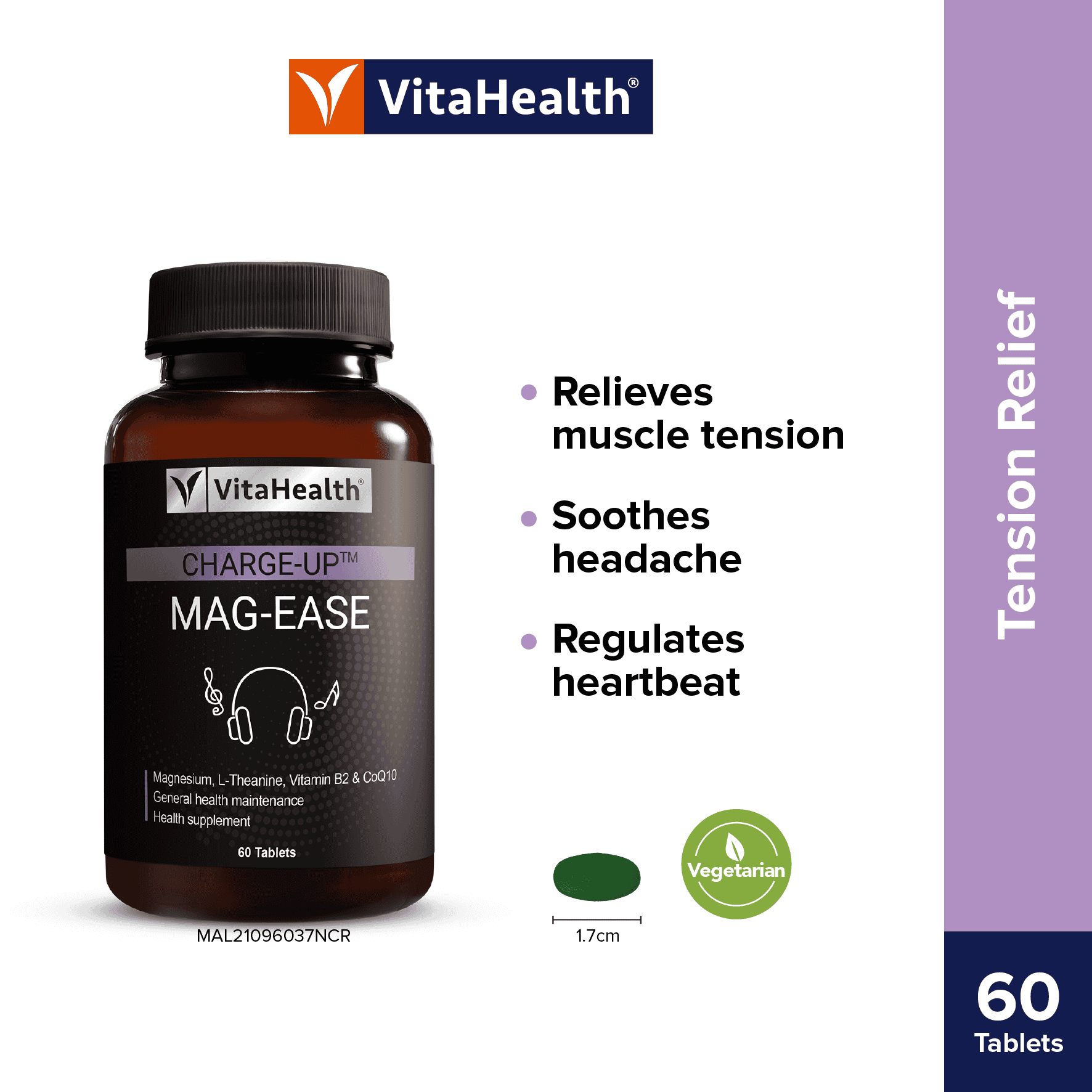 Vitahealth Charge-Up Mag-Ease 60s | Muscle Tension Relief - Alpro