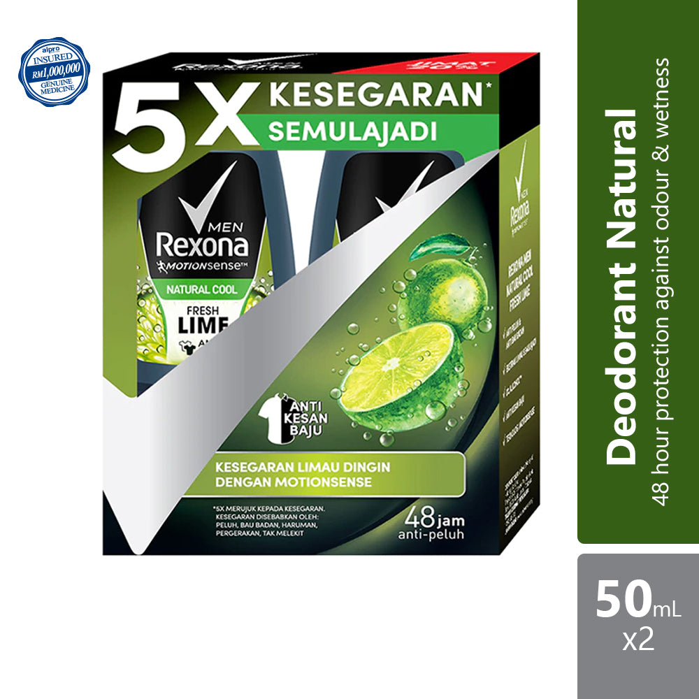 Rexona Deodorant Natural Cool Fresh Lime Roll On Men 2s - Alpro