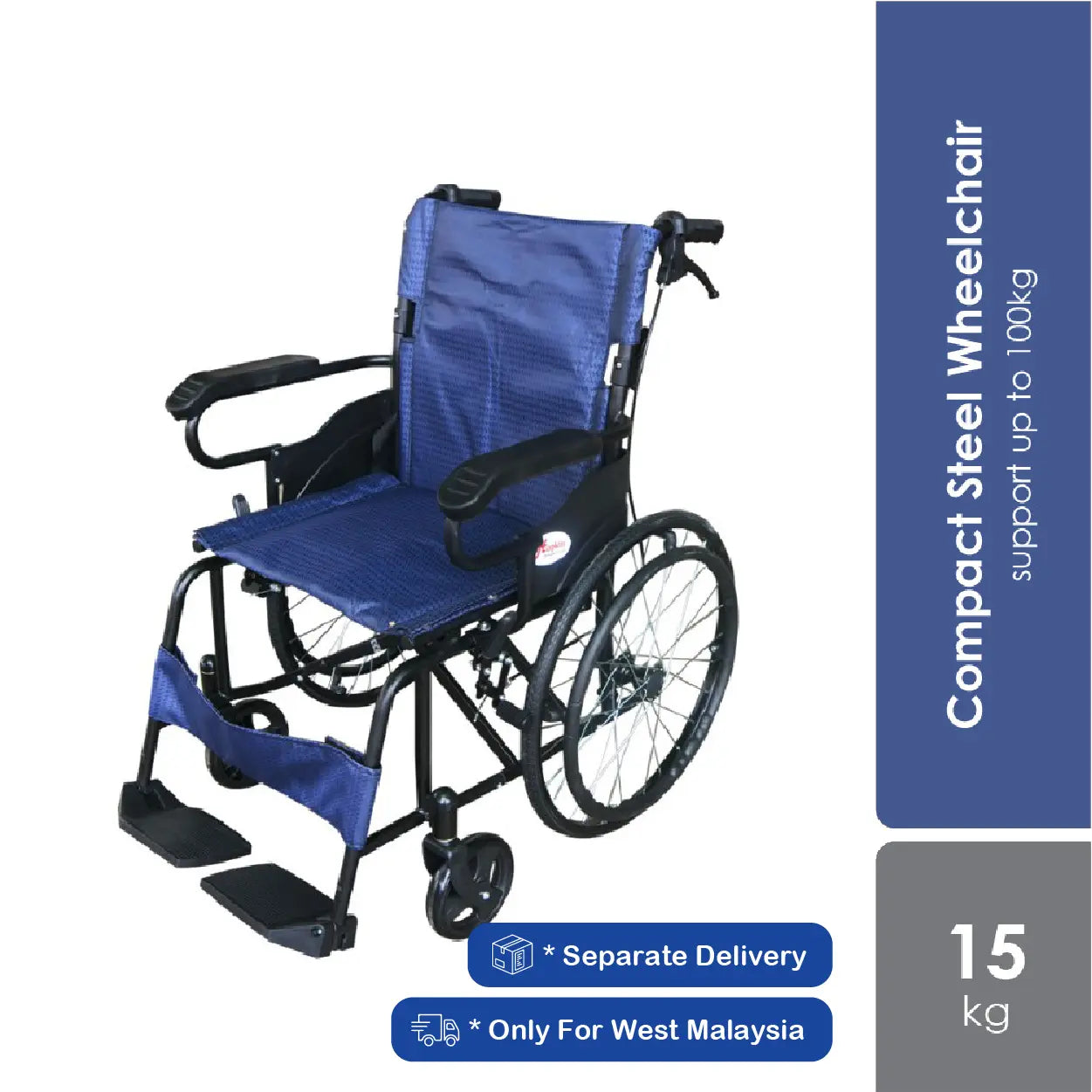 Hopkin Compact Steel Wheelchair (ws-hrw-csj) - Alpro Pharmacy