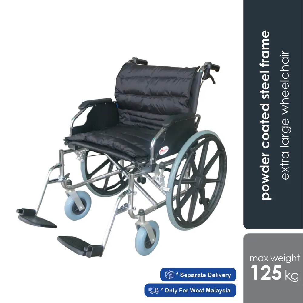 Hopkin Extra Large Steel Wheelchair | Extra Large Wheelchair - Alpro