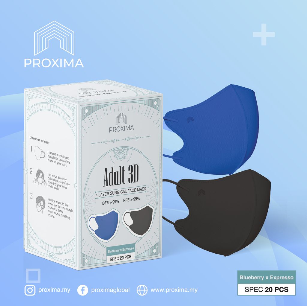Proxima Adult 3D 4 Layer Surgical Face Mask 20s - Alpro Pharmacy
