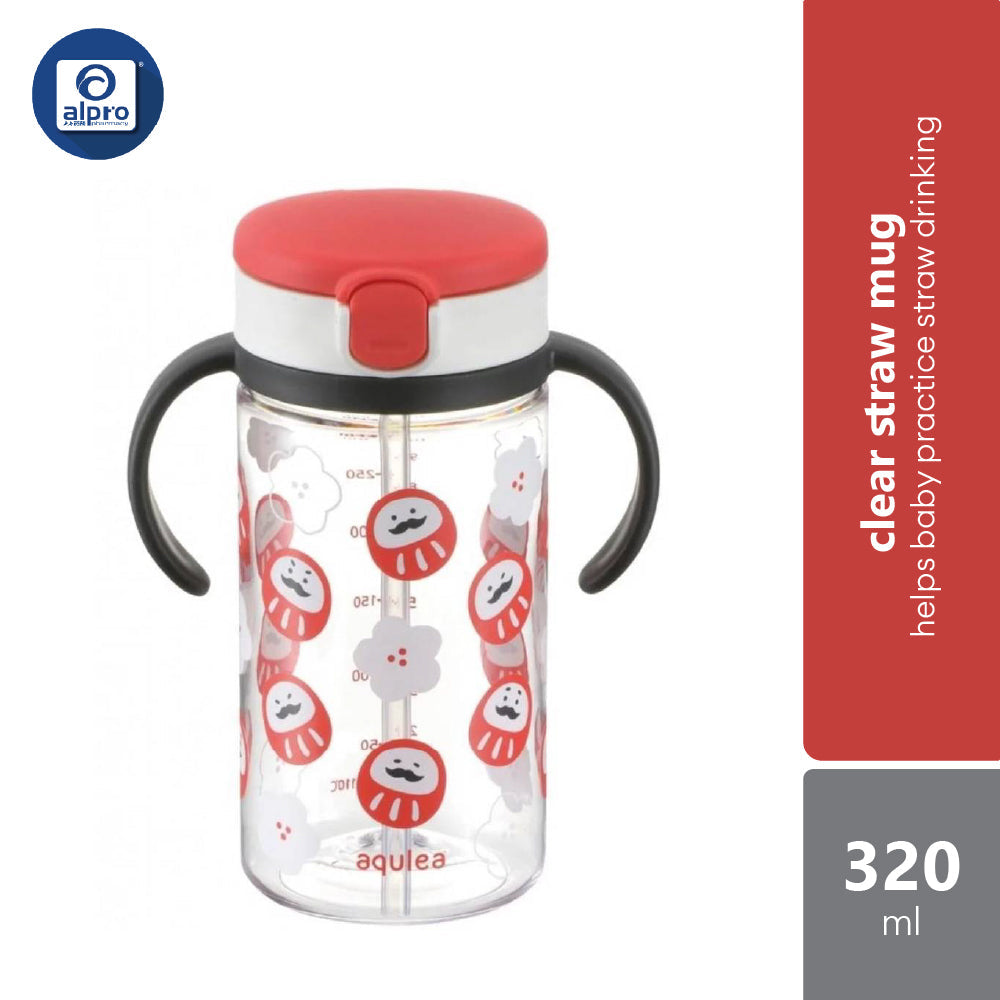 Richell Aq Clear Straw Mug 320ml-daruma Red - Alpro Pharmacy