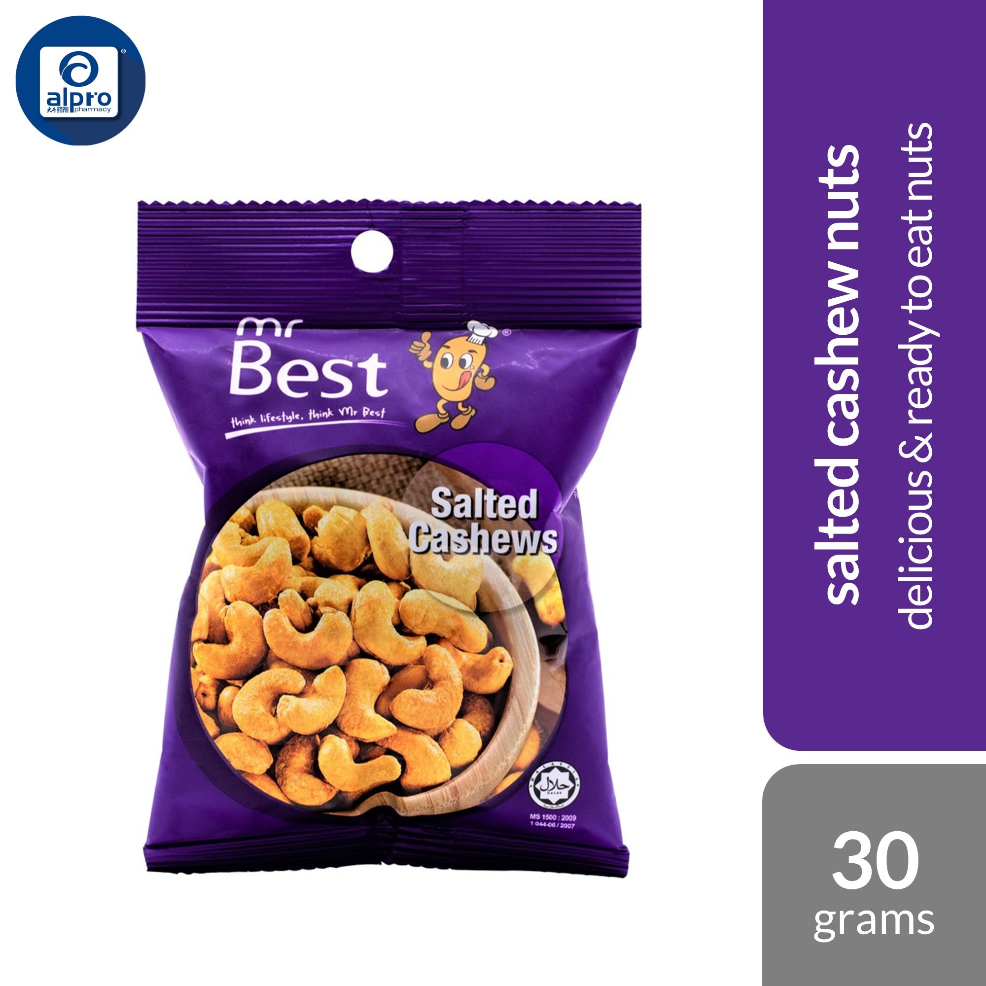 Mr. Best Alf Salted Cashew Nut 30g | Delicious & Ready to Eat Cashew