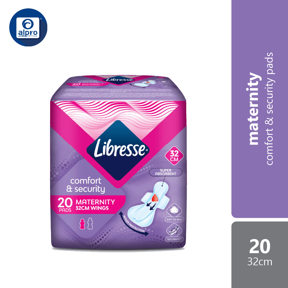 Libresse Maternity Wider Back Night Wings 32cm 20s | Secure Fit, Wing