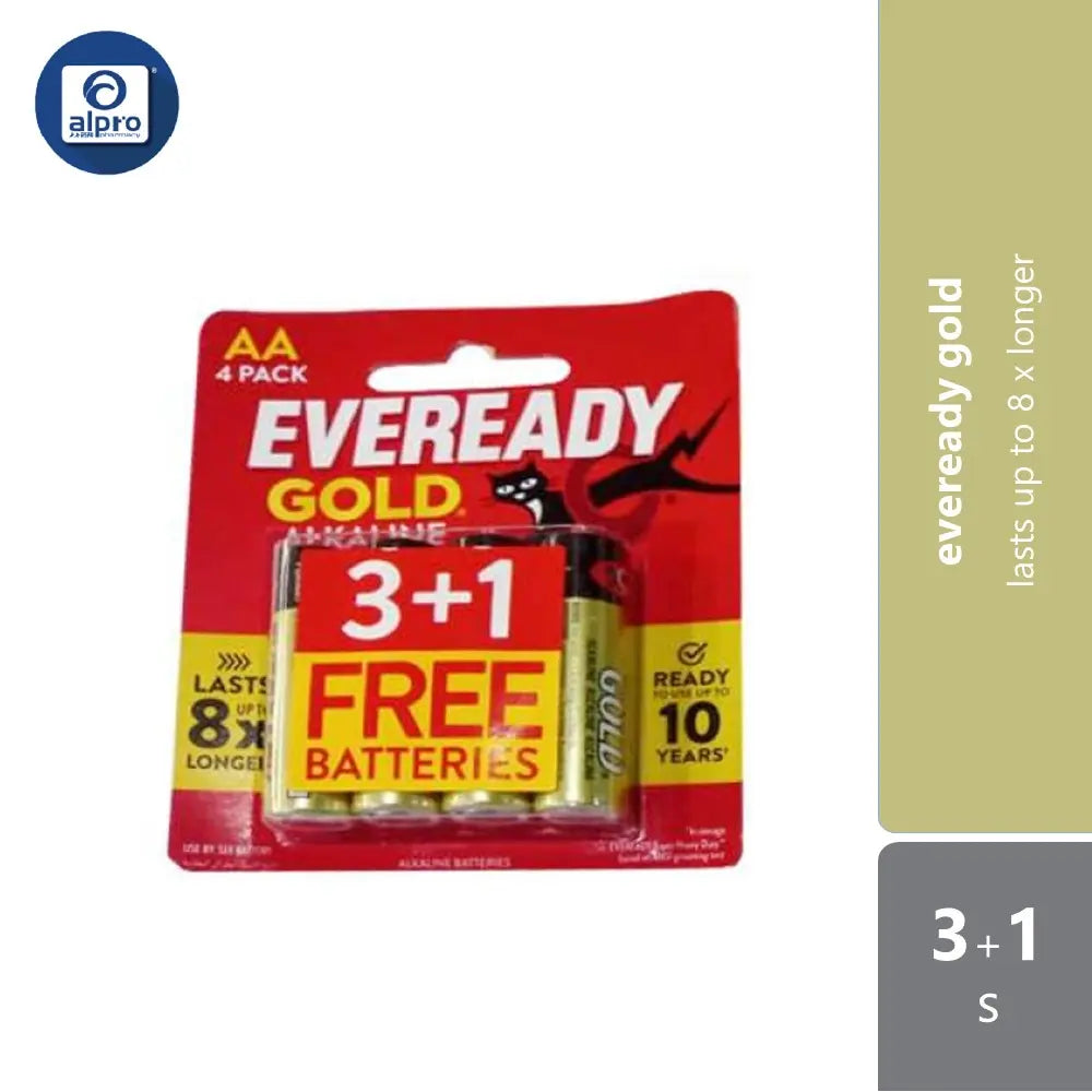 Eveready Gold AA 3 Free 1| Lasts Up to 8x Longer - Alpro Pharmacy