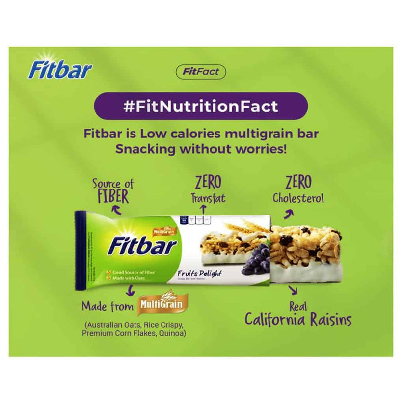 Fitbar Snack Bar (Fruits / Chocolate) 22g | Low Calorie Healthy Snack