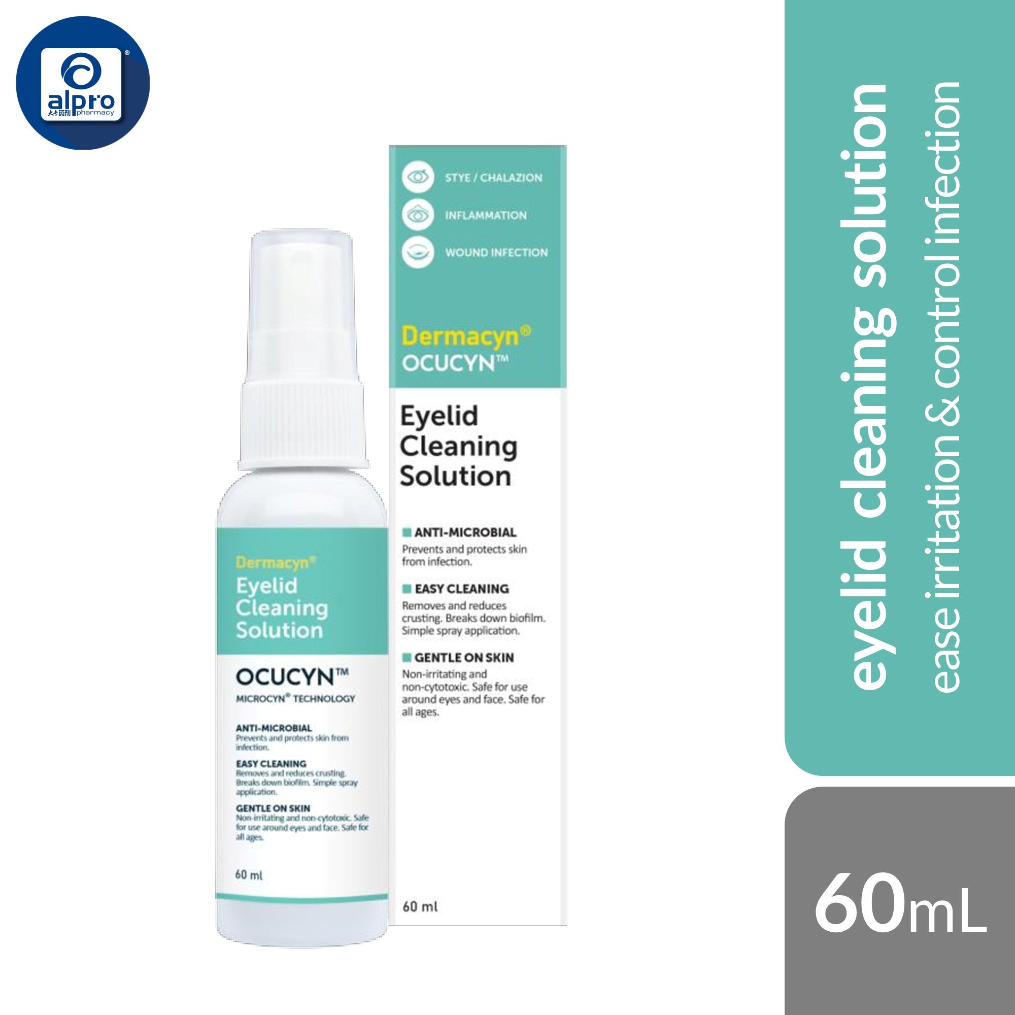 Dermacyn Ocucyn 60ml | Ease Irritation & Control Infection - Alpro