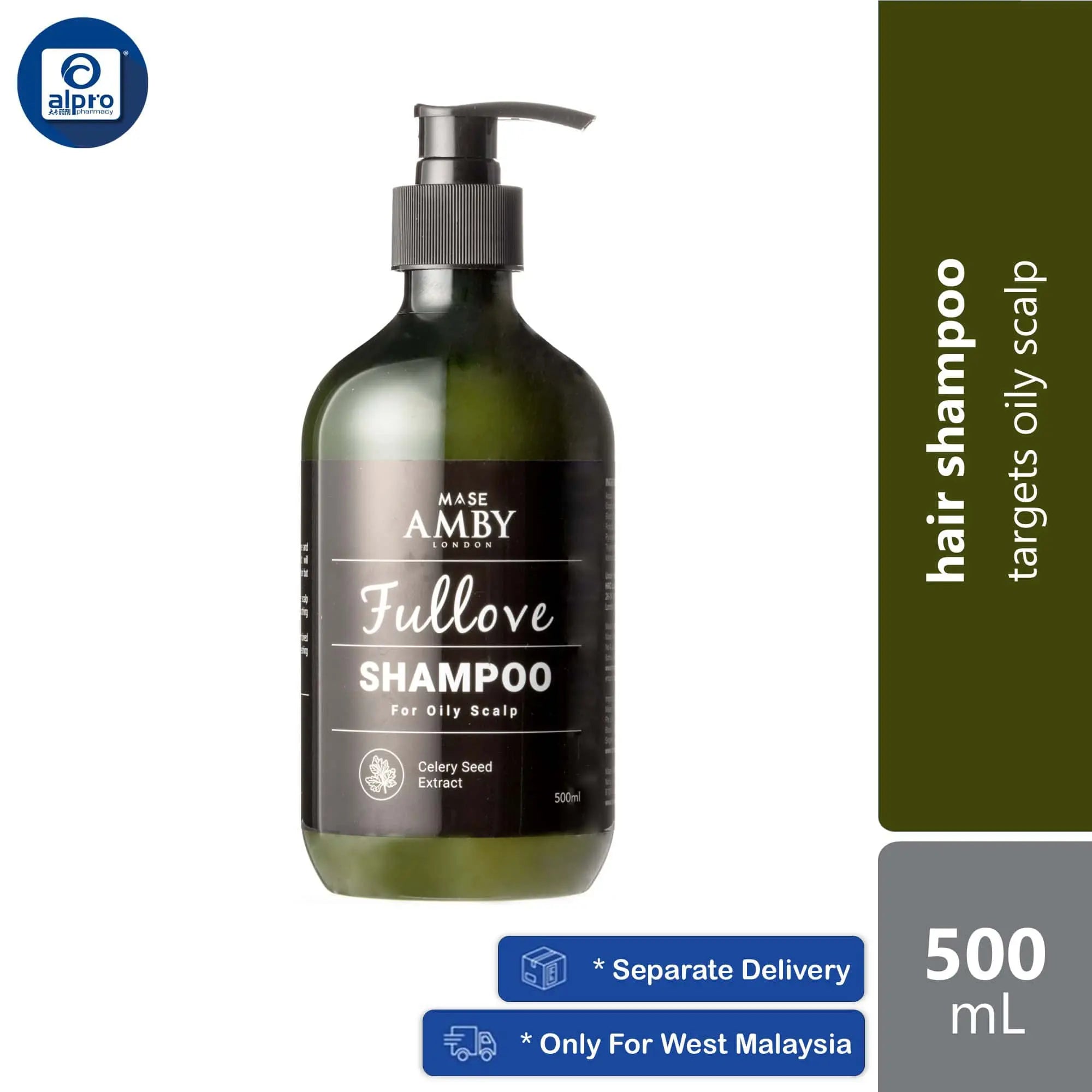 Amby London Fullove Shampoo 500mL | Focuses on Oily Scalp and Nourish
