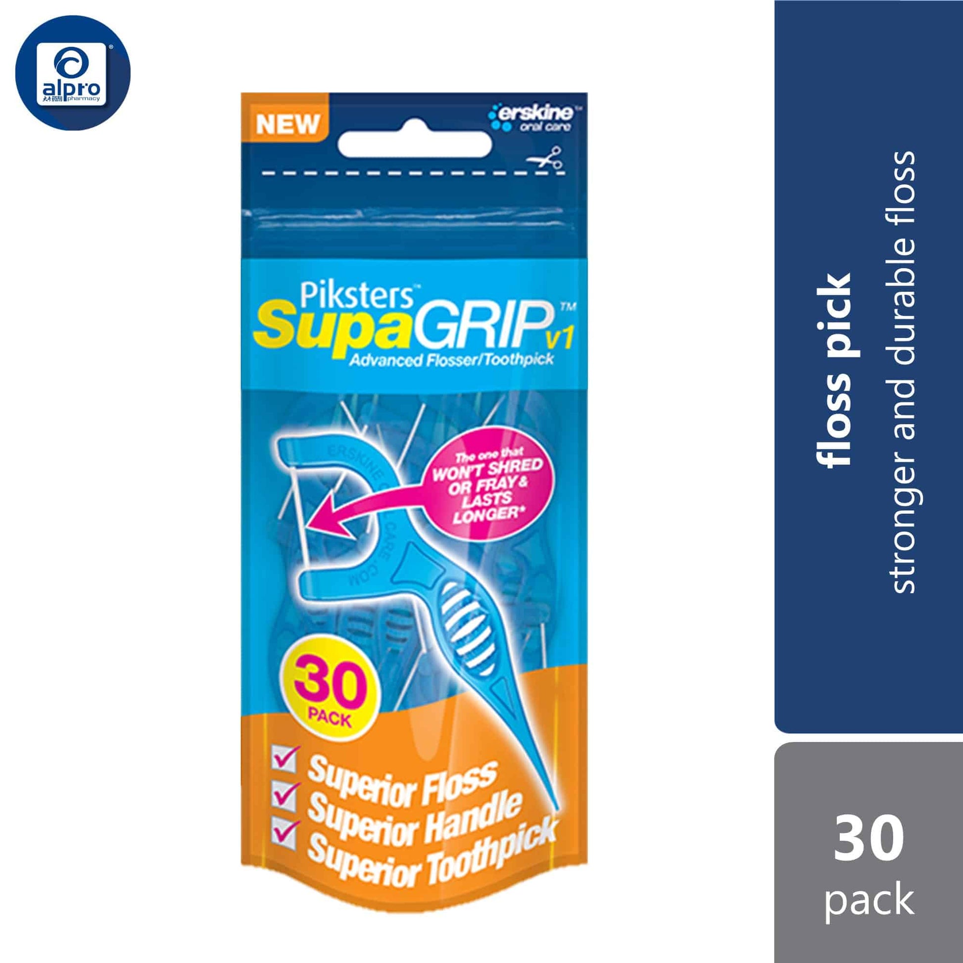 Piksters Supagrip Advanced Flosser/ Toothpick 30s | Stronger and