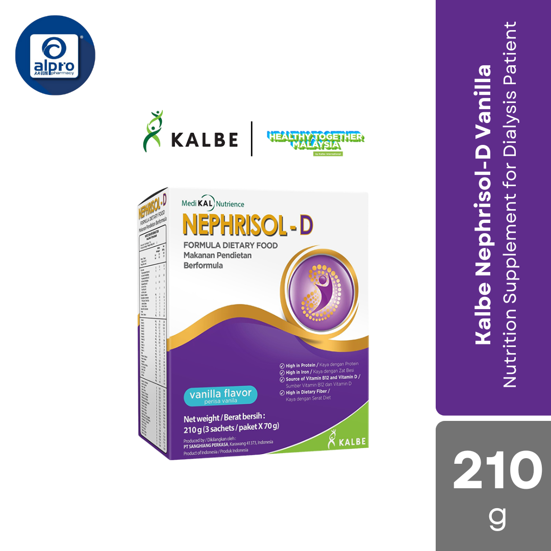 Kalbe Nephrisol-D Vanilla 210g (3 Sachets X 70g) | Nutrition