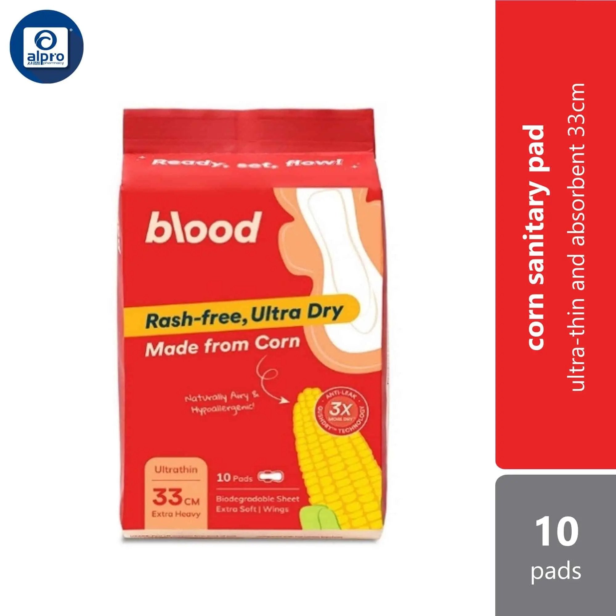 Blood 33cm Corn Pad 10s | Ultra-Thin and Absorbent - Alpro Pharmacy