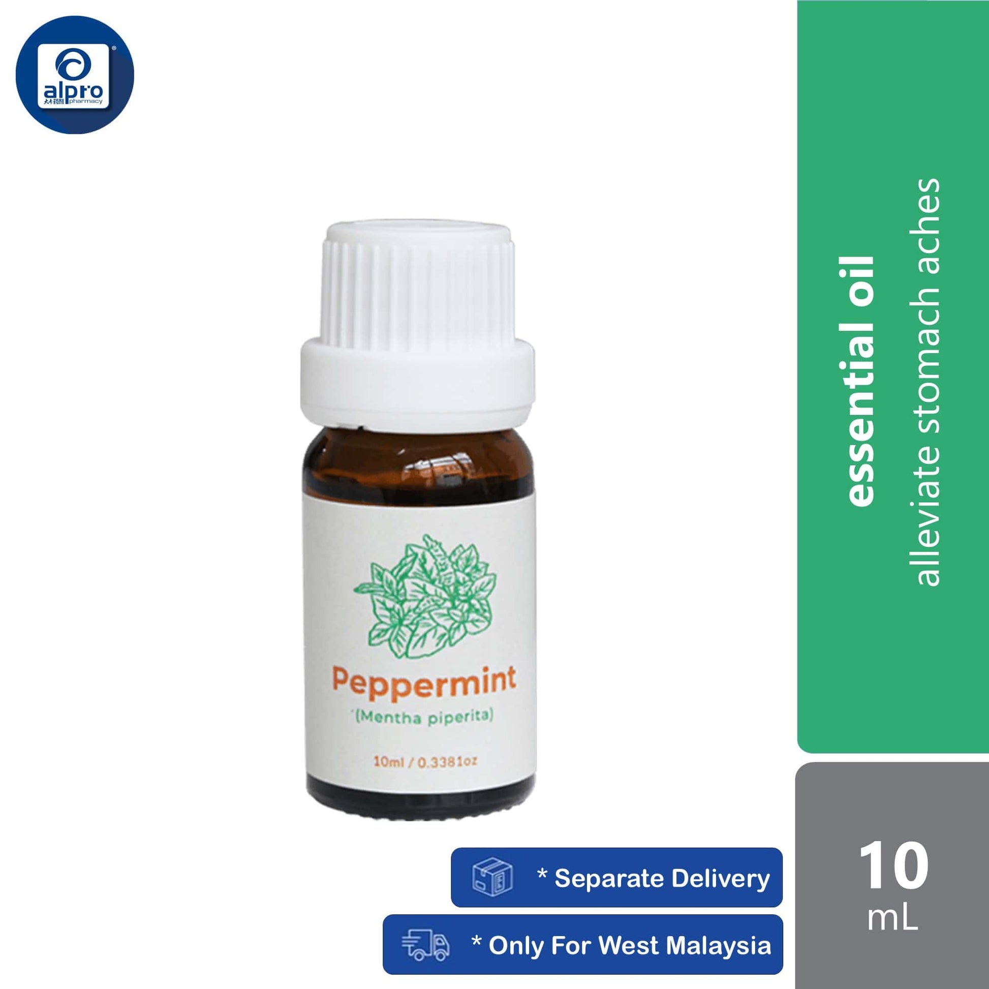 Gritz Peppermint Essential Oil 10mL | Alleviate Stomach Aches - Alpro