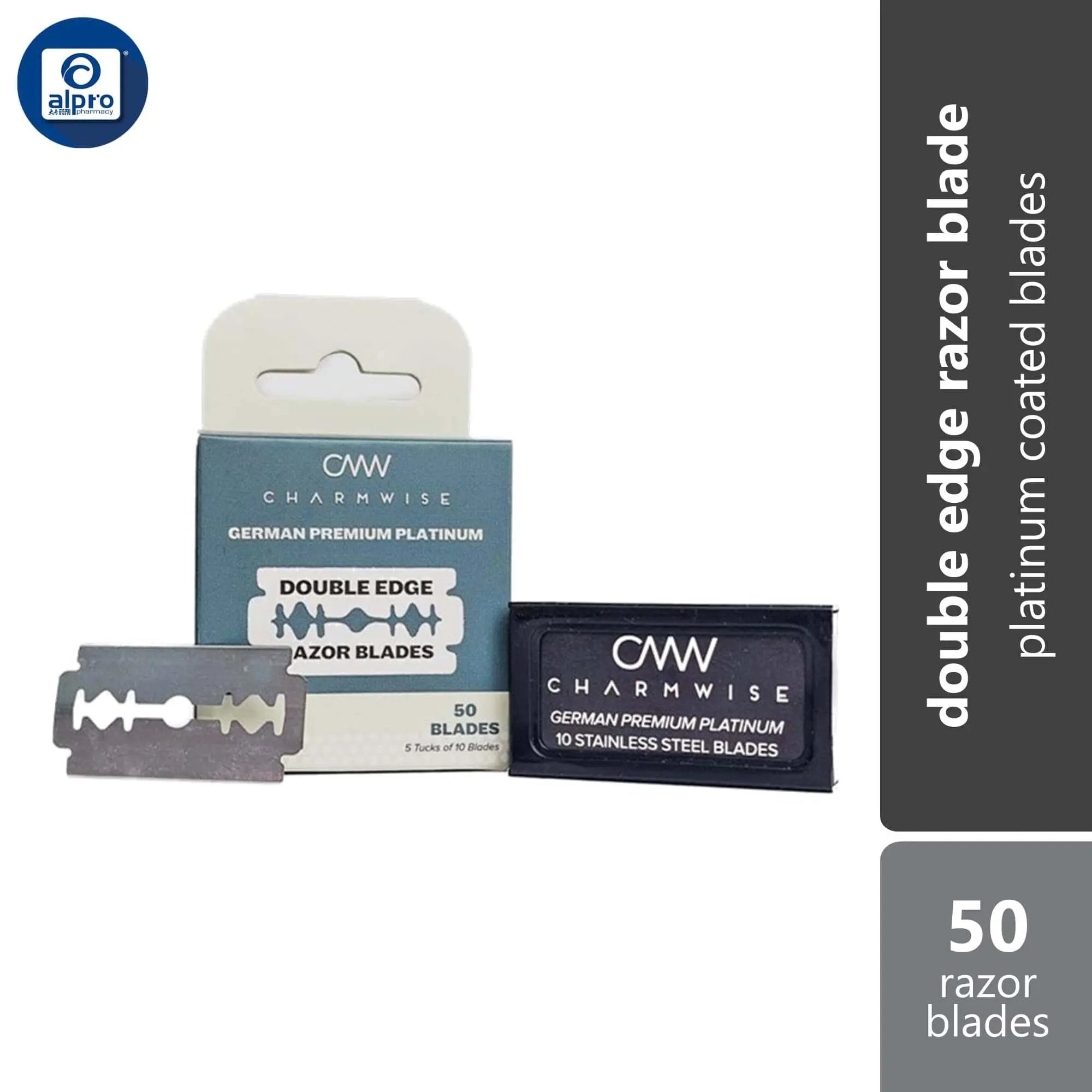 Charmwise Premium Platinum Double Edge Razor Blades 50s | Platinum