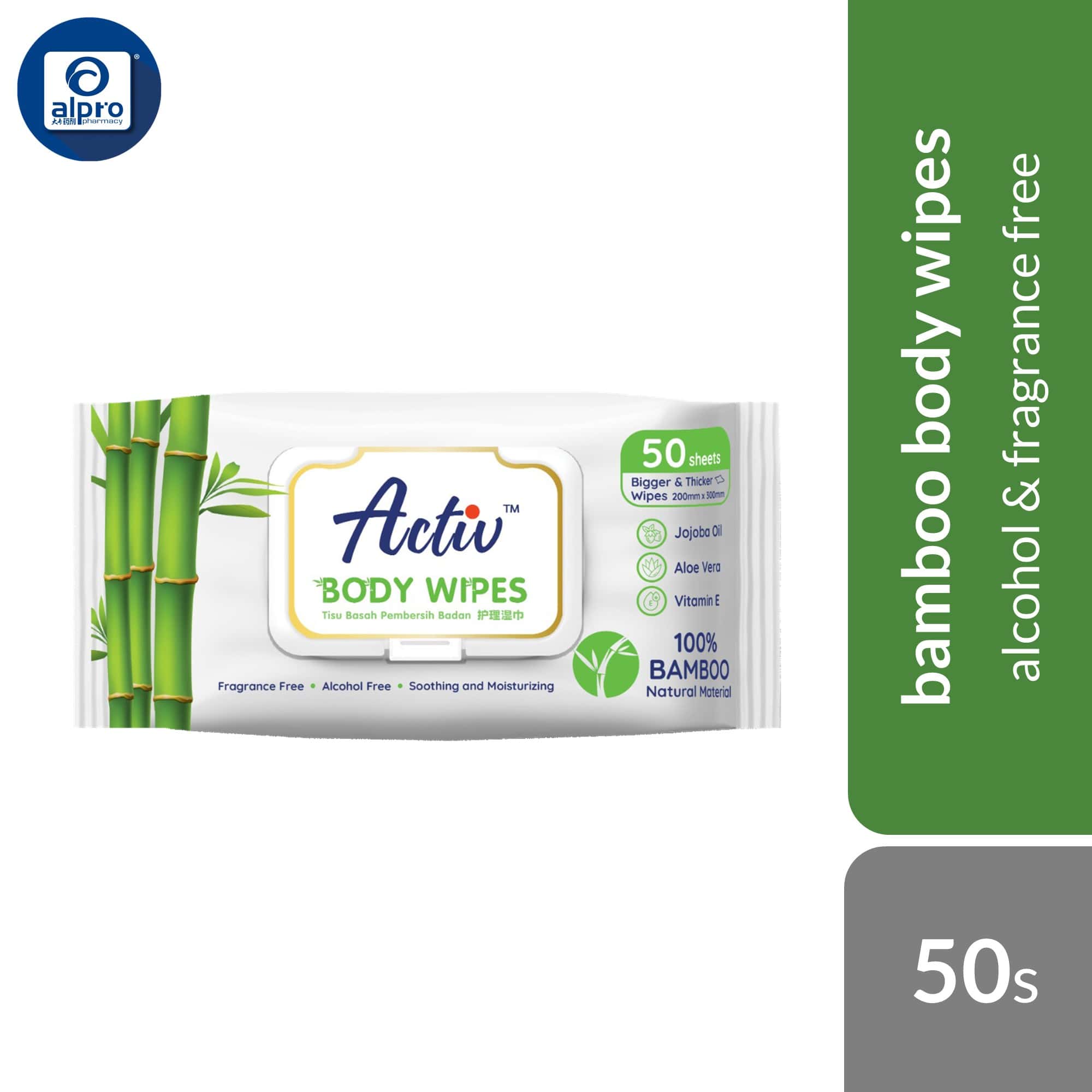 Respack Activ™ Body Wipes 50s | Alcohol & Fragrance Free - Alpro