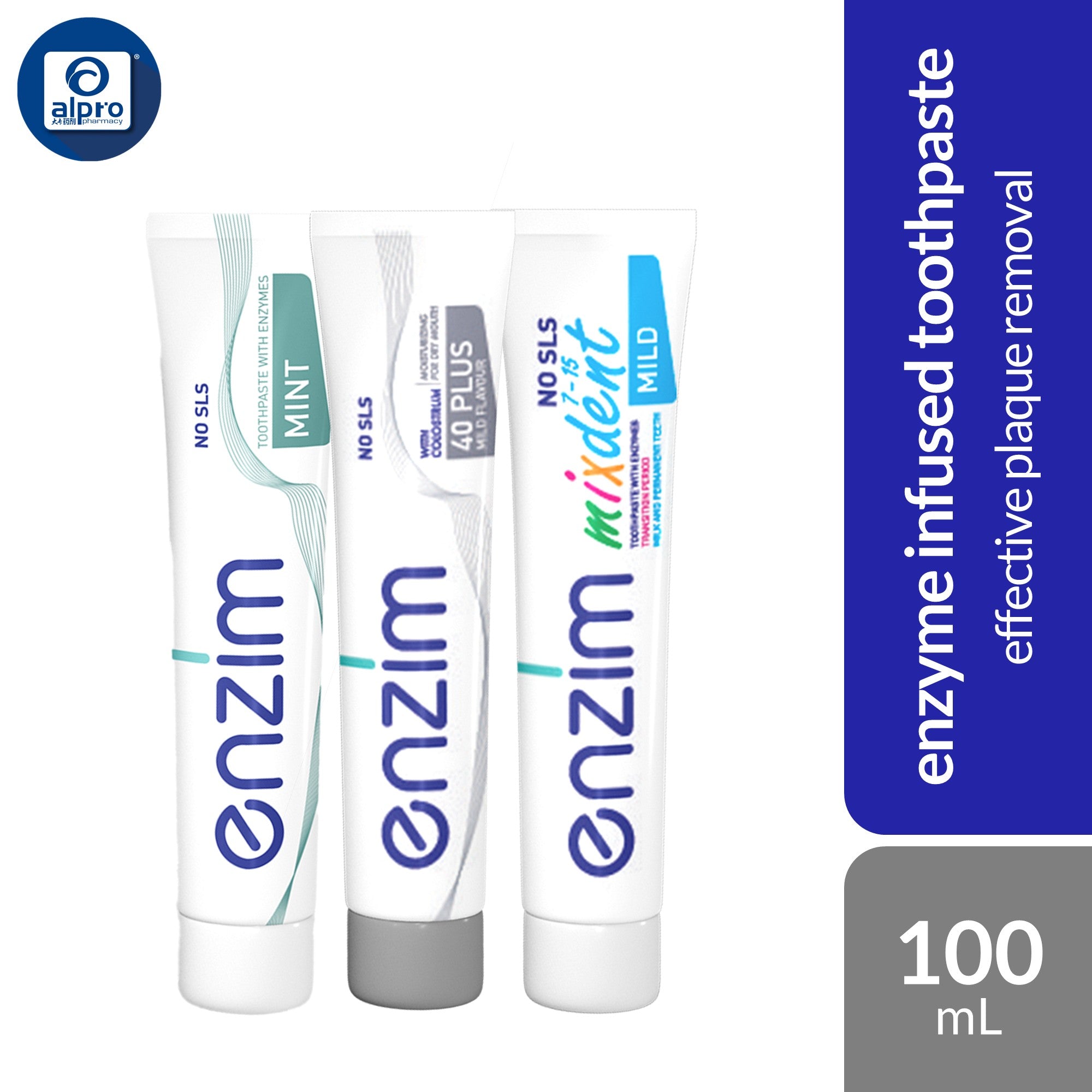 Enzim Toothpaste (40plus Mild 100ml/ Fresh Mint 100ml/ Mixdent Mild
