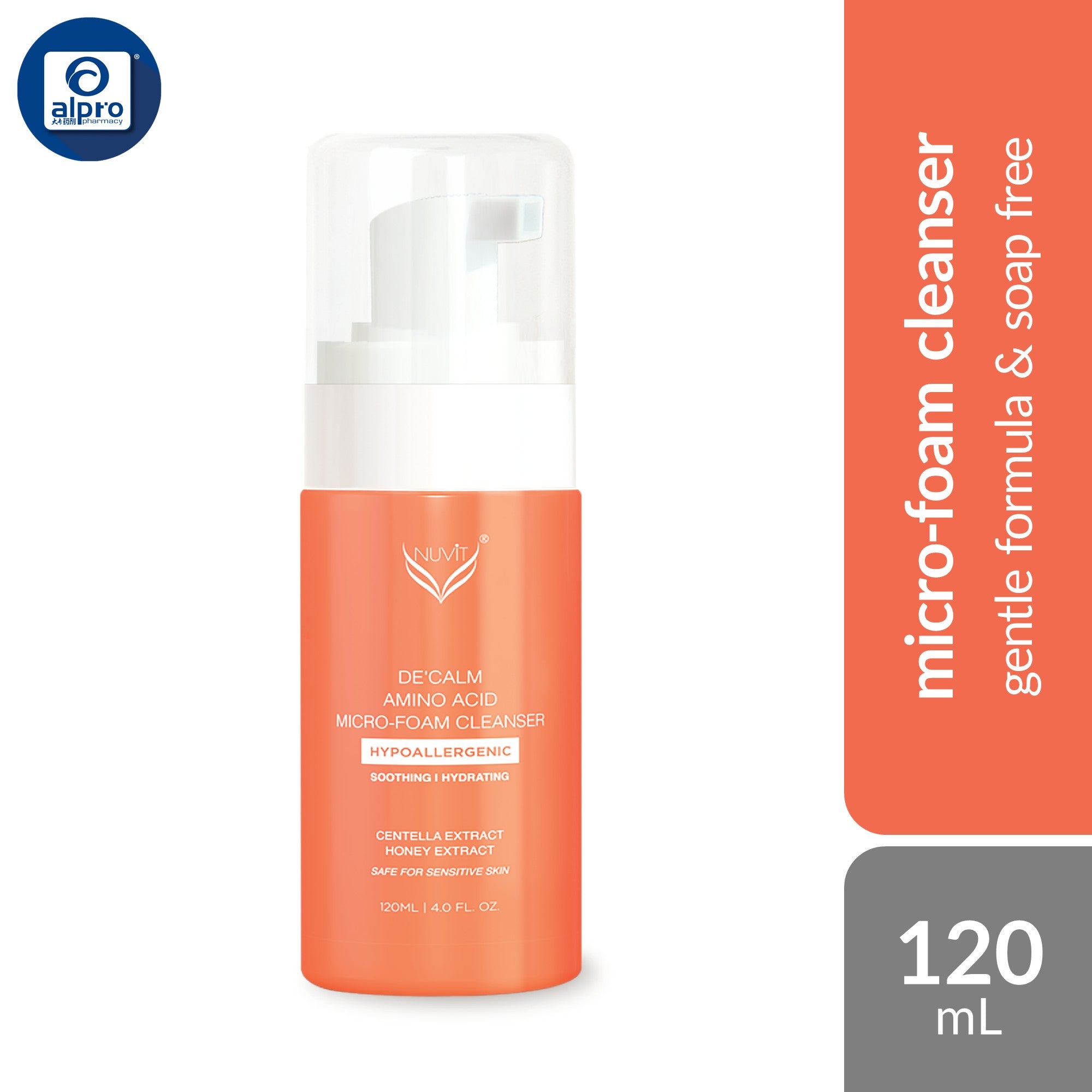 Nuvit De'Calm Amino Acid Micro-Foam Cleanser 120mL | Calms & Comforts