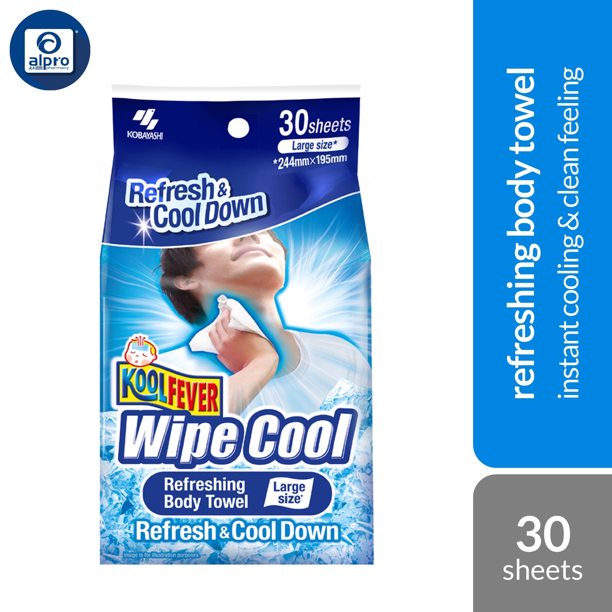 Koolfever Cooling Wipe 30s | Instant Cooling & Clean Feeling - Alpro