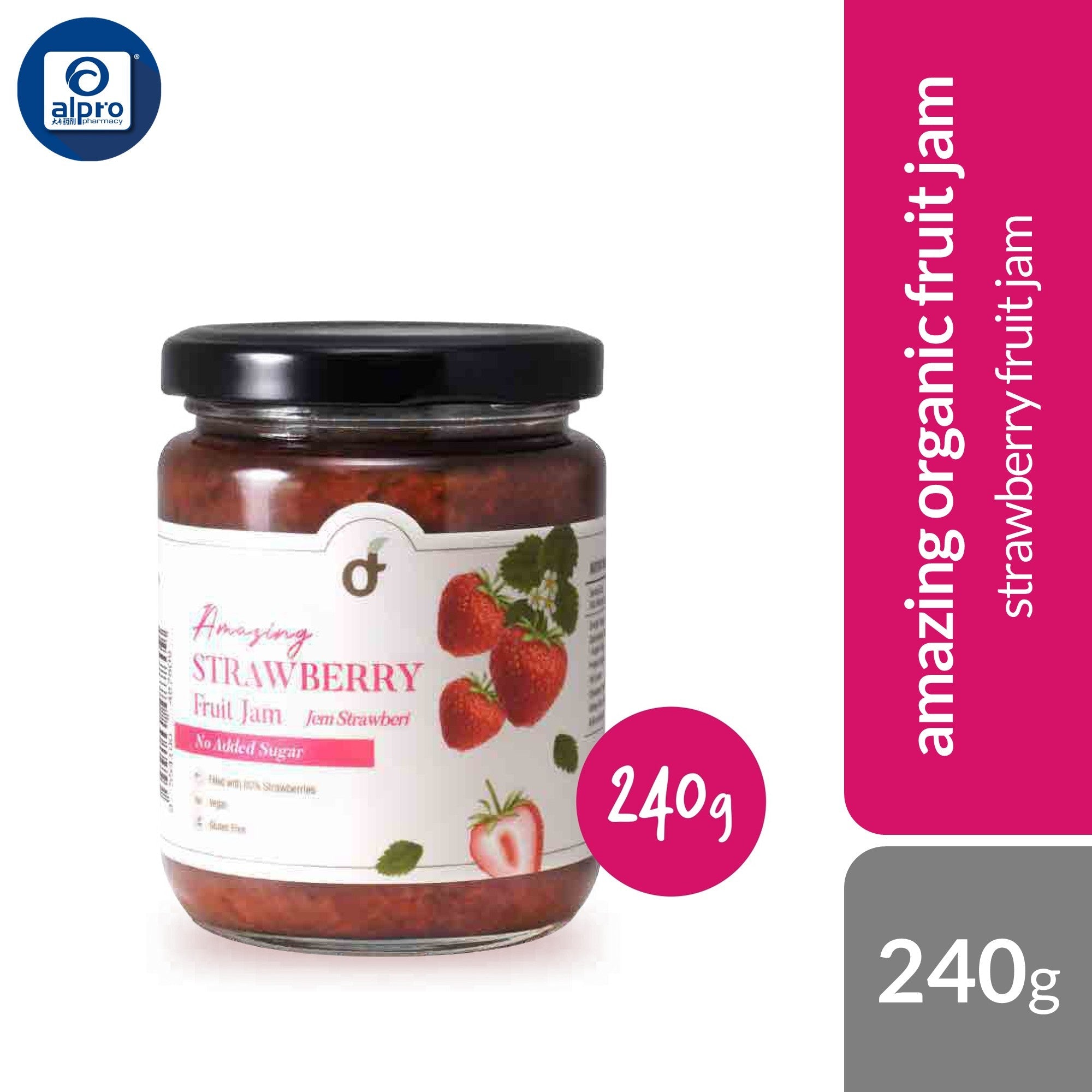 Delifood Strawberry Fruit Jam 240g | Strawberry Fruit Jam - Alpro