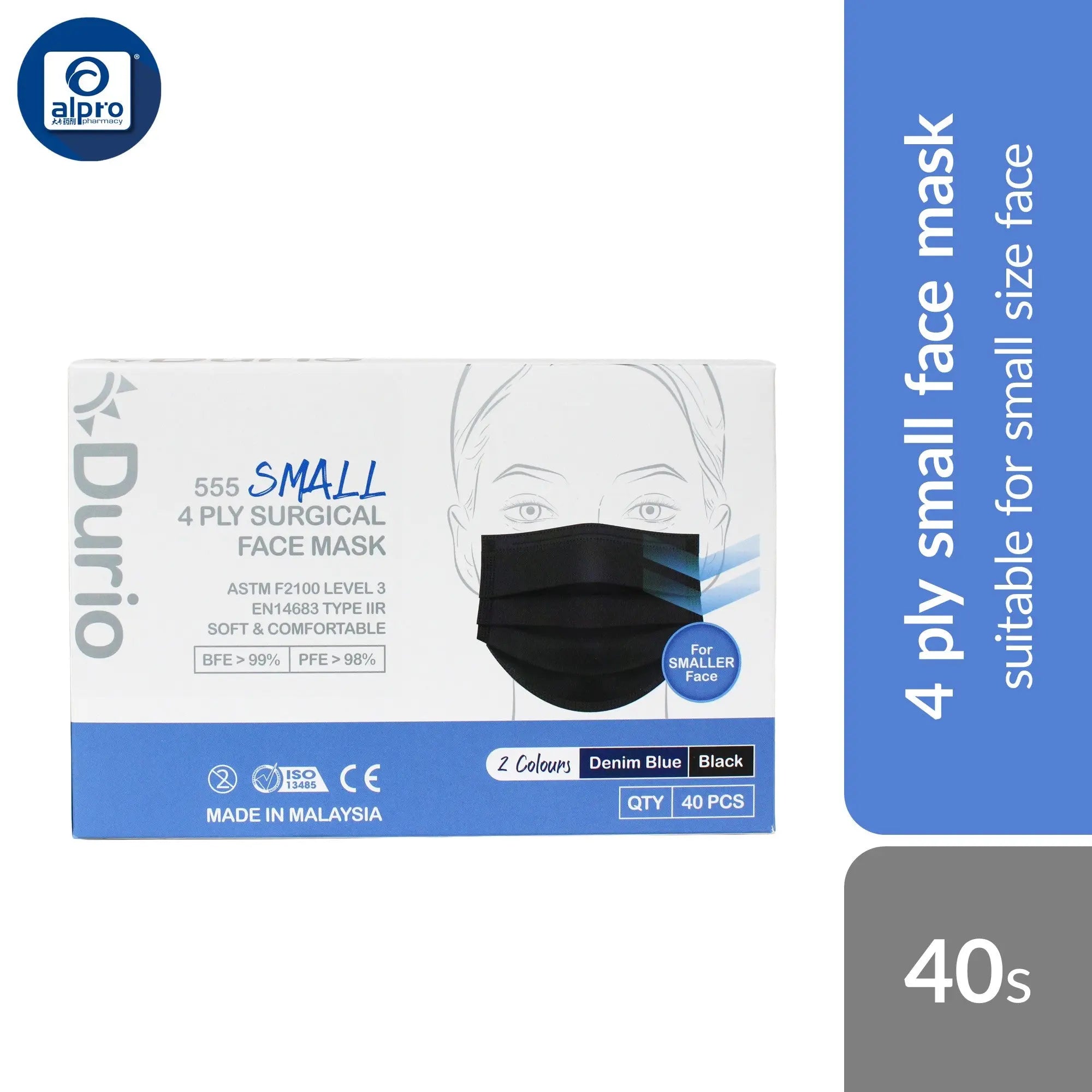 Durio 555 Small - Black & Denim Blue 40s | Suitable For Small Size