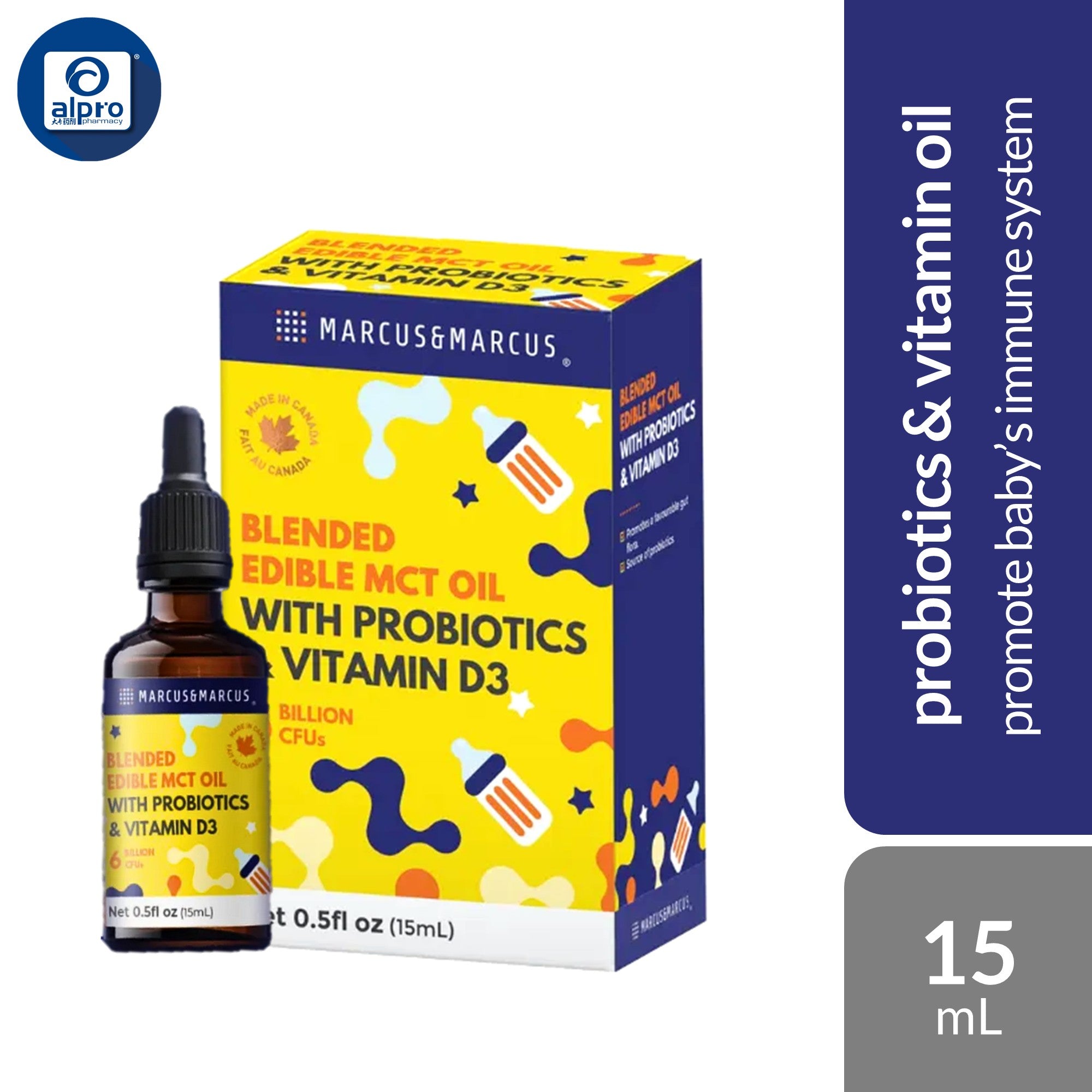 Marcus & Marcus Probiotics & Vitamin D3 Drop 15mL | Promote Baby’s