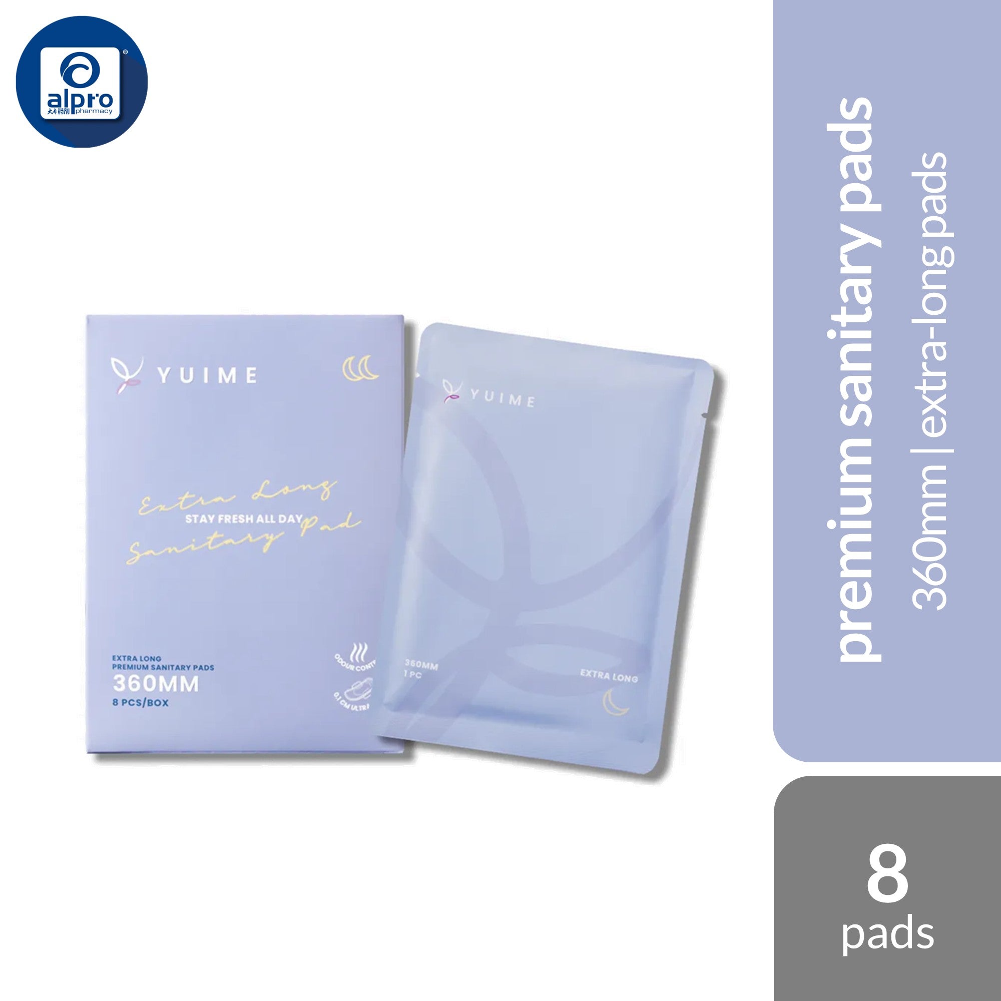 Yuime Extra Long Pad 36cm 8s | Ultra-Thin & Super Absorbent - Alpro