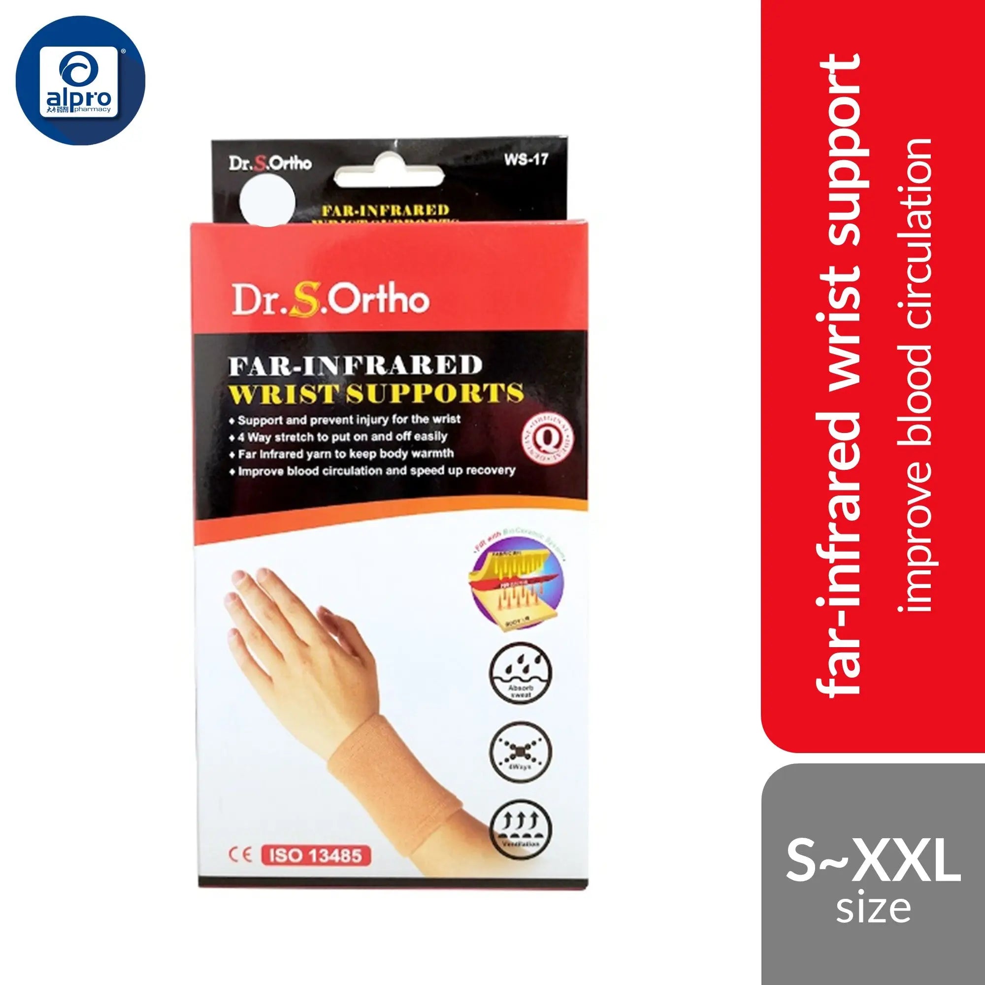 Dr.S.Ortho Far-Infrared Wrist Support WS-17 (Size S/ M/ L/ XL/ XXL)