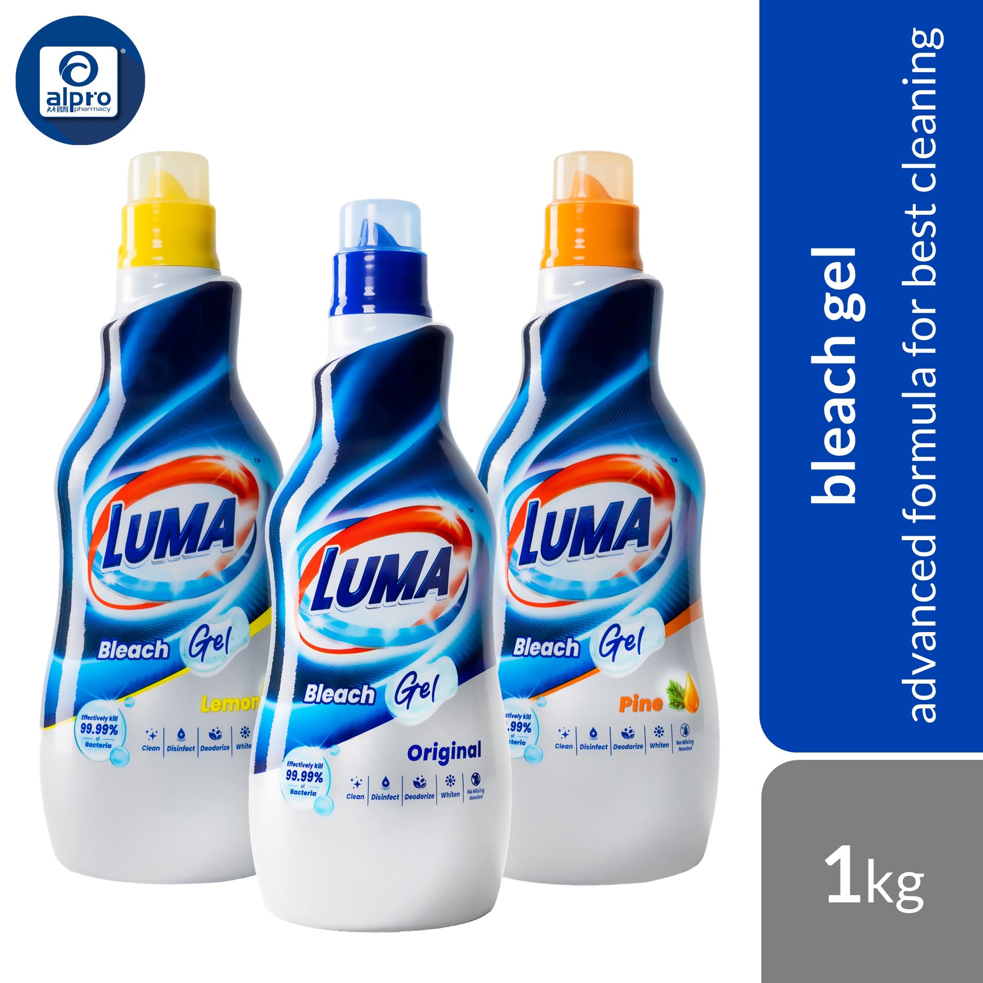 Luma Bleach Gel (Original/ Lemon/ Pine) 1kg | Advance Formula Enhanced