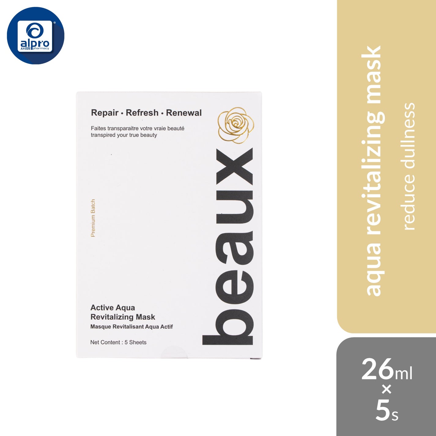 beaux Active Aqua Revitalizing Mask 26ML x 5S | Reduce Dullness