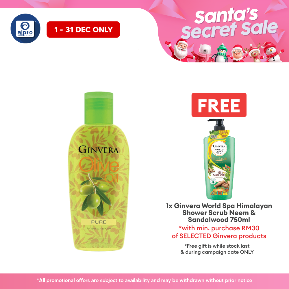 Ginvera Pure Olive Oil (75mL /150mL) | Natural Moisturiser for Skin