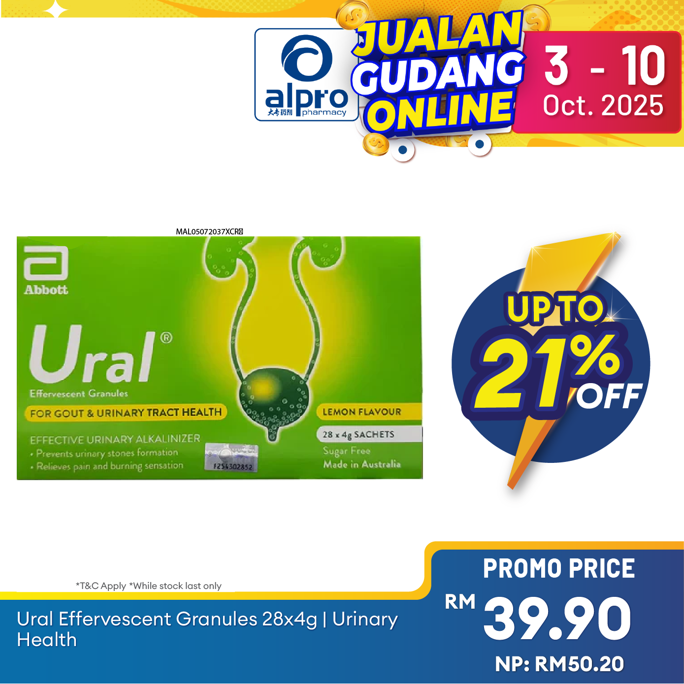 Ural Effervescent Granules 28x4g | Urinary Health - Alpro Pharmacy