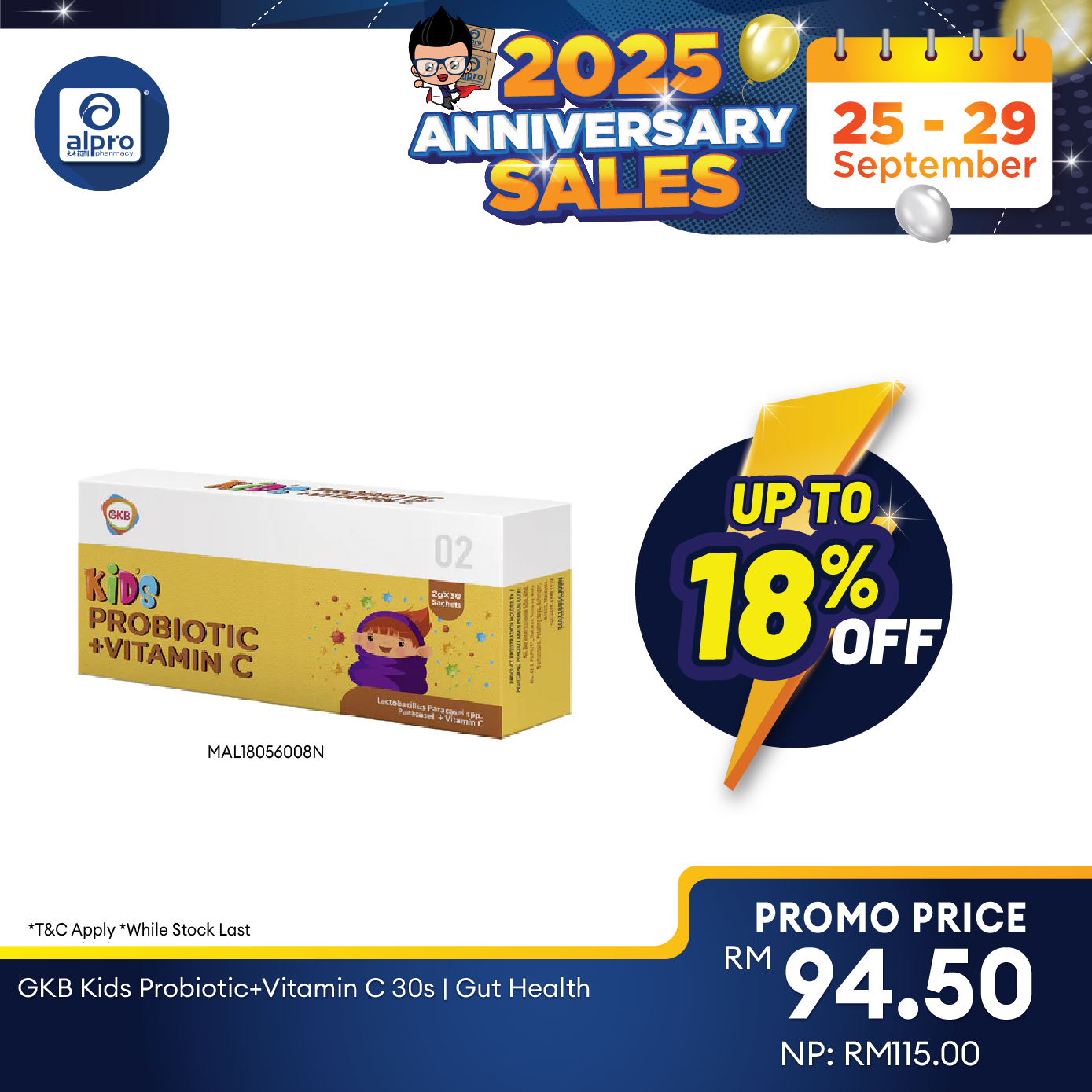 GKB Kids Probiotic+Vitamin C 30s | Gut Health - Alpro Pharmacy