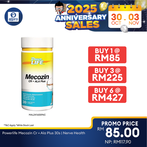 Powerlife Mecozin CR + ALA Plus 30s - Alpro Pharmacy